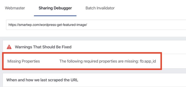 Fix "The Following Required Properties Are Missing: fb:app_id" Error